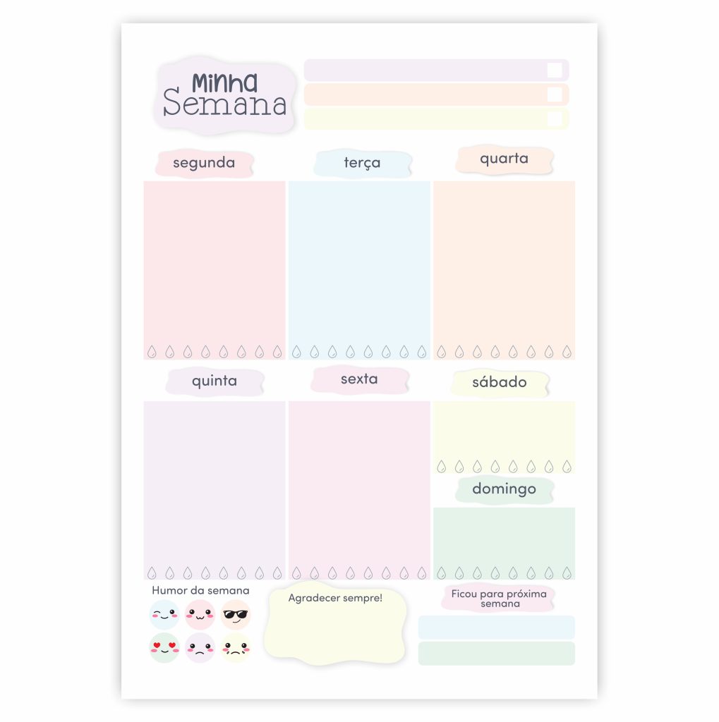 Minha Semana – Bloco de notas destacável – GB Paper | Encadernação Criativa