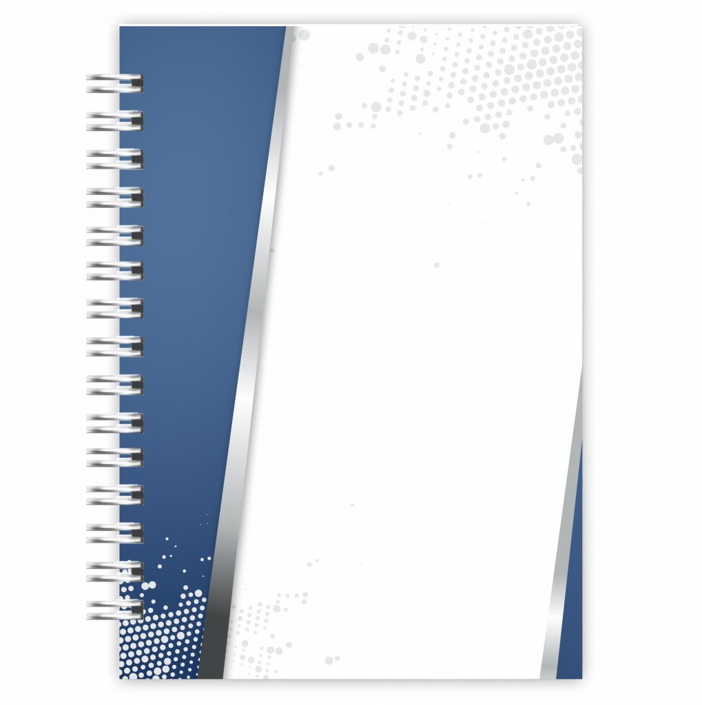 Caderno A5: Branco c/ Azul – GB Paper | Encadernação Criativa